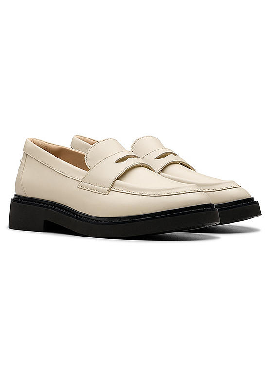 Clarks Cream Leather Splend Edge Shoes | Freemans