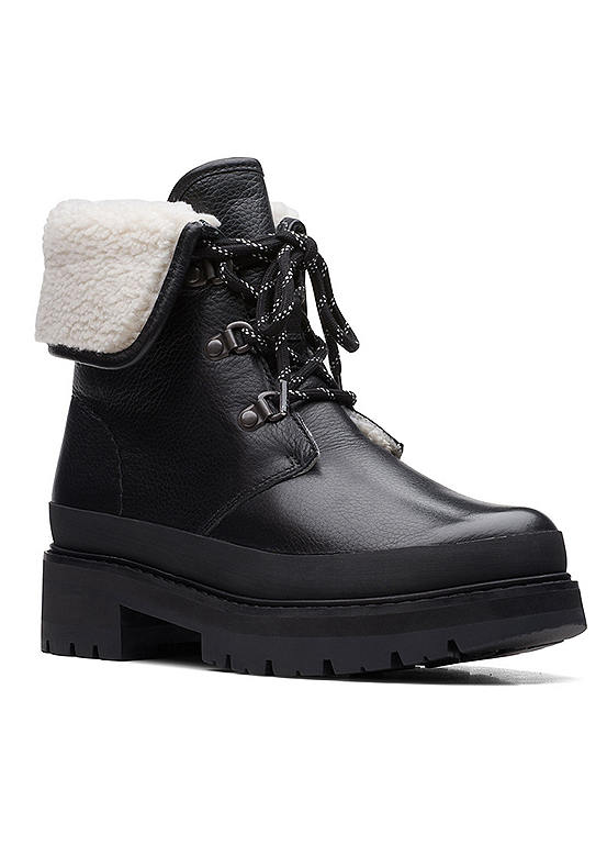 Clarks Orianna Turn Black Lined Lea Boots | Freemans