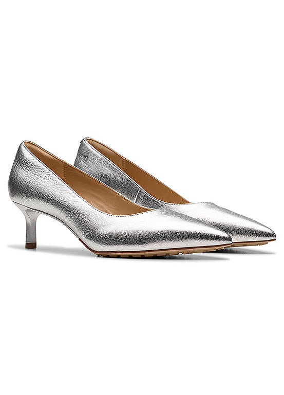 Clarks Silver Leather Adela Court Shoes | Freemans