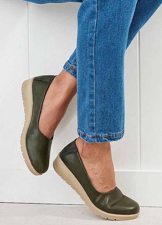 Cotton Traders Khaki Core Comfort Flexisole Shoes | Freemans