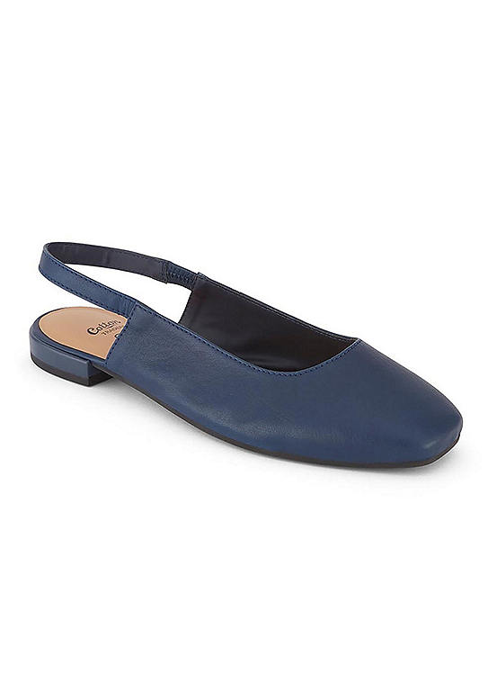 Cotton Traders Navy Grace Leather Sling Back Shoes | Freemans