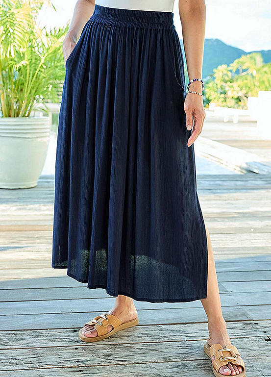 Cotton Traders Pull-On Crinkle Maxi Skirt | Freemans