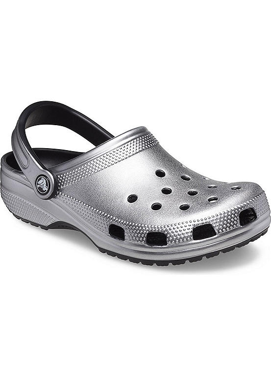 Crocs Silver Classic Metallic Clogs | Freemans