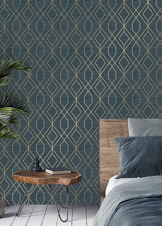 Crown Fusion Textured Trellis Wallpaper | Freemans