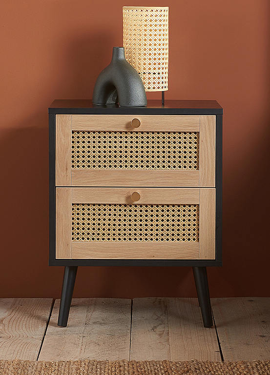 Croxley 2 Drawer Rattan Bedside Cabinet | Freemans