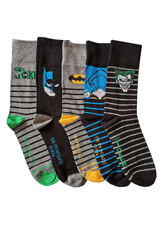 DC Comics Mens 5Pk Batman & Joker Socks | Freemans