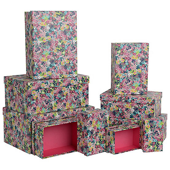 Design by Violet Nested Storage Boxes in Floral 10 Project Boxes for ...