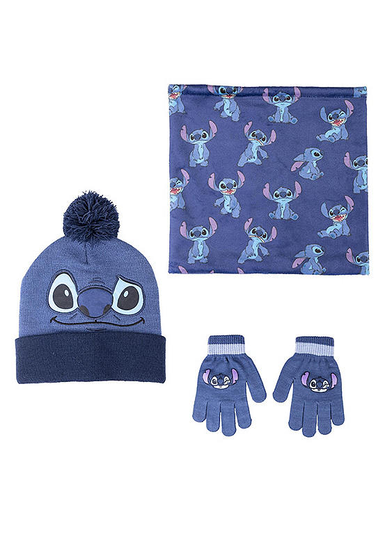 Disney Stitch 3 Piece Hat. Snood And Glove Set | Freemans