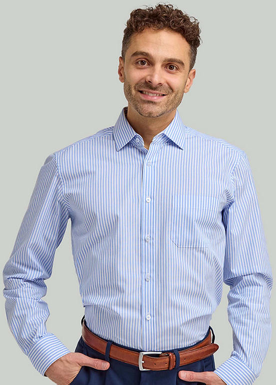 Double Two Blue Cadet Stripe Cotton Shirt | Freemans