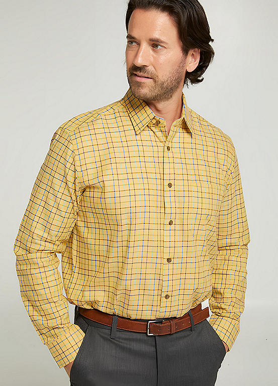 Double Two Mustard Tattersall Check Warm Handle Shirt | Freemans