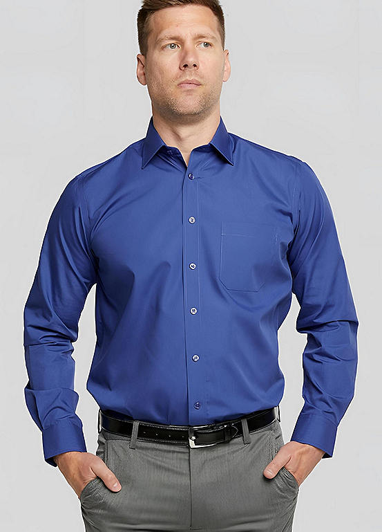Double Two Royal Blue Long Sleeve Non-Iron Shirt - 14.5 inch Collar ...