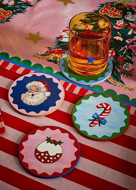 Eleanor Bowmer Fabulously Festive Set Of 4 Coasters | Freemans