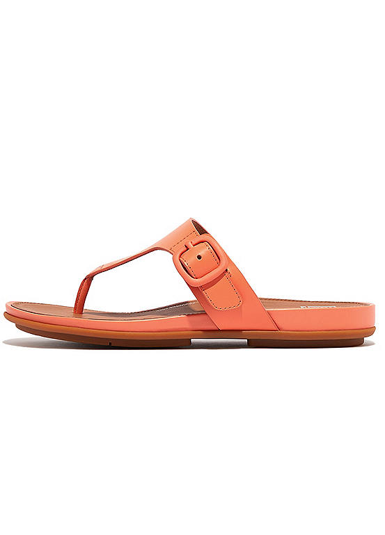 Fitflop Sunshine Coral Gracie Matt Buckle Leather Toe-Post Sandals ...