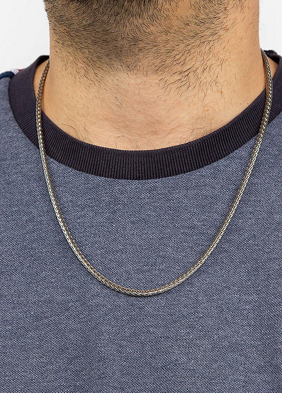 Fred Bennett Stainless Steel Plaited Fox Chain Necklace | Freemans