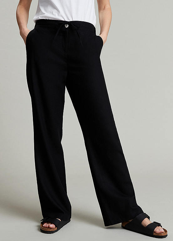 Freemans Black Linen Trousers | Freemans