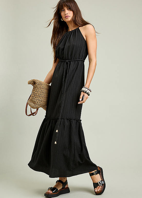 Freemans Black Tiered Maxi Dress | Freemans