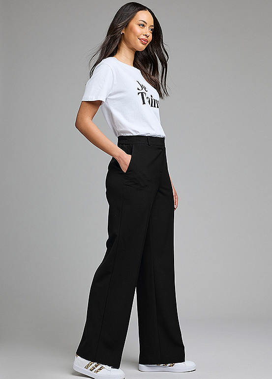 Freemans Black Wide Leg Trousers | Freemans