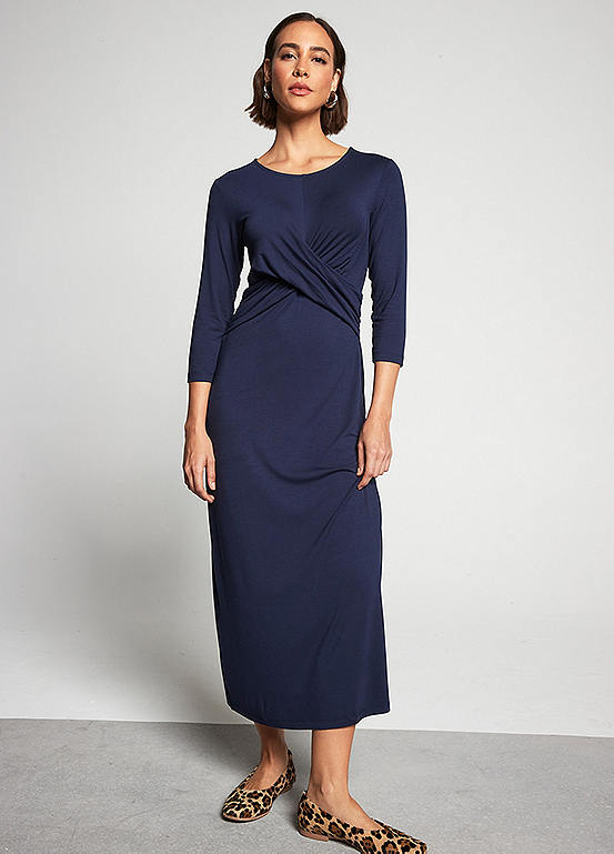 Freemans Navy Jersey Midi Dress | Freemans