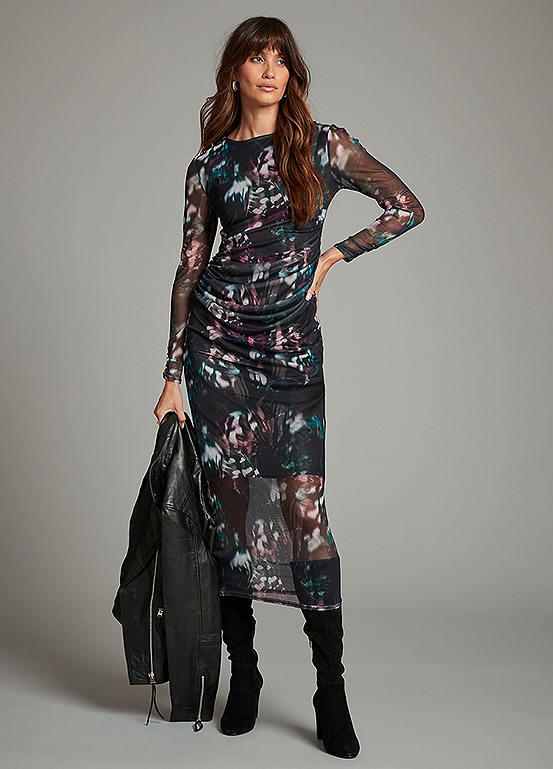 Freemans Print Mesh Maxi Dress | Freemans
