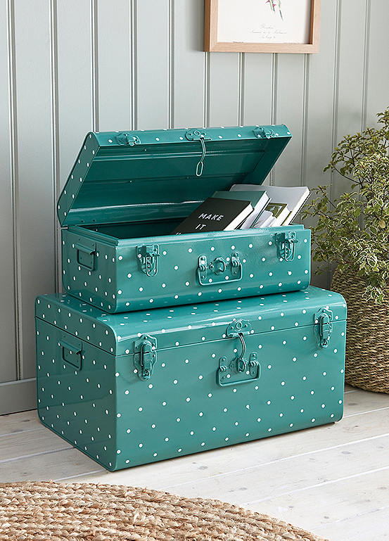 Freemans Set of 2 Polka Dot Storage Trunks | Freemans