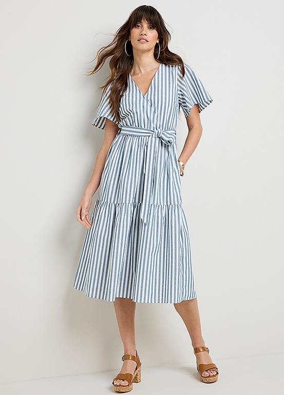 Freemans Stripe Wrap Dress | Freemans