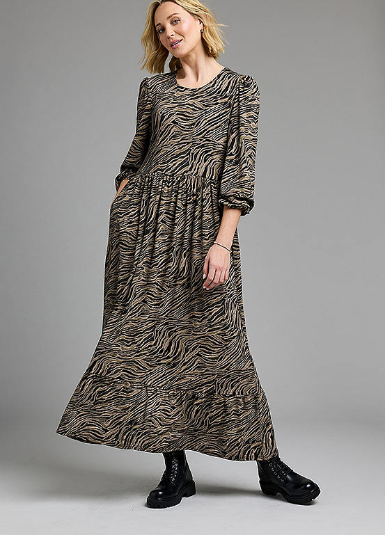 Freemans Zebra Print Tiered Maxi Dress | Freemans