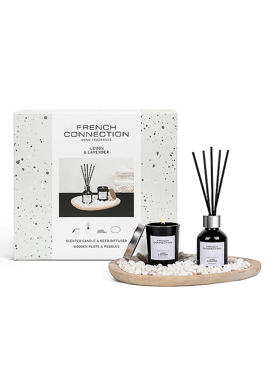 French Connection Lemon & Lavender Candle & Diffuser Gift Set | Freemans