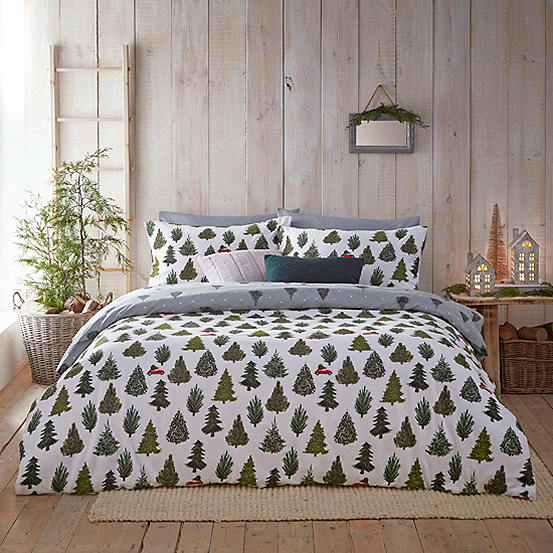 FURN Evergreen 100% Brushed Cotton Christmas Duvet Cover Set | Freemans