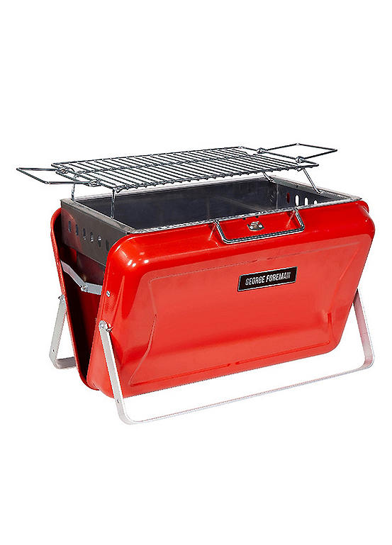 George Foreman Portable Red Briefcase Charcoal BBQ | Freemans