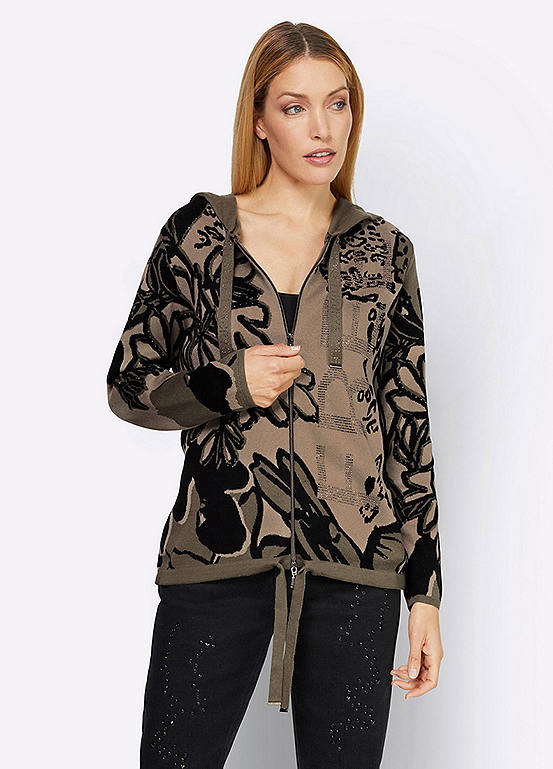 Heine Hooded Jacquard Print Cardigan | Freemans