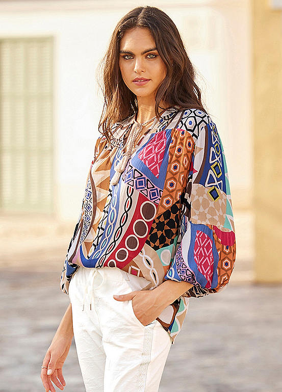 Heine V-Neck Print Blouse | Freemans