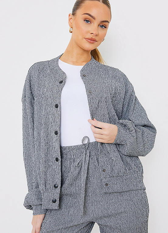 In The Style x Grey Textured Bomber Jacket | Freemans
