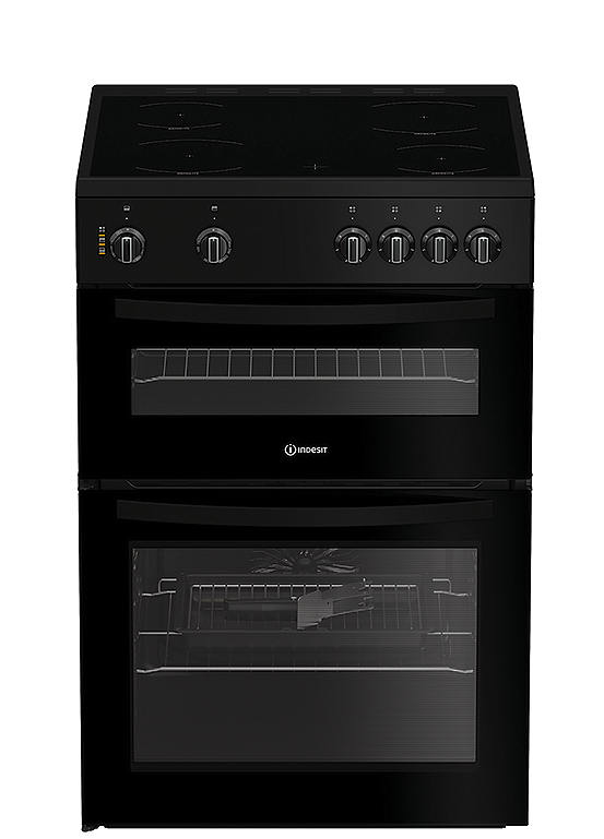 Indesit IDE6VMB 60cm Electric Double Cooker with Ceramic Hob - Black ...