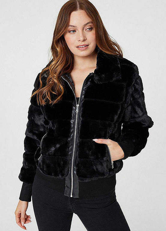 Izabel London Faux Fur Zip Front Jacket | Freemans