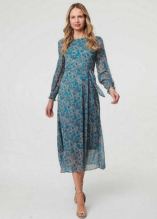 Izabel London Mesh Tie Waist Midi Dress | Freemans