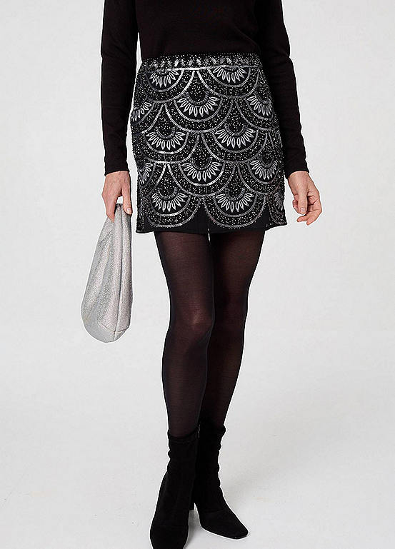 Izabel London Sequin Embellished Layered Mini Skirt | Freemans