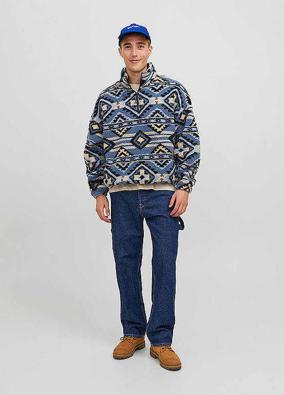 Jack & Jones Diamond Teddy Half Zip Fleece | Freemans