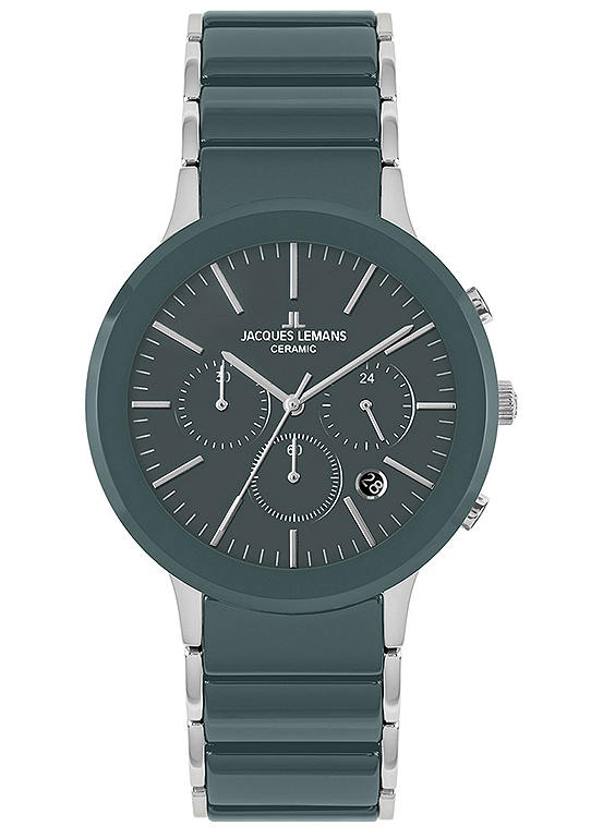 Jacques Lemans Dublin Grey/Green High-Tech Ceramic Chronograph Men’s Watch | Freemans