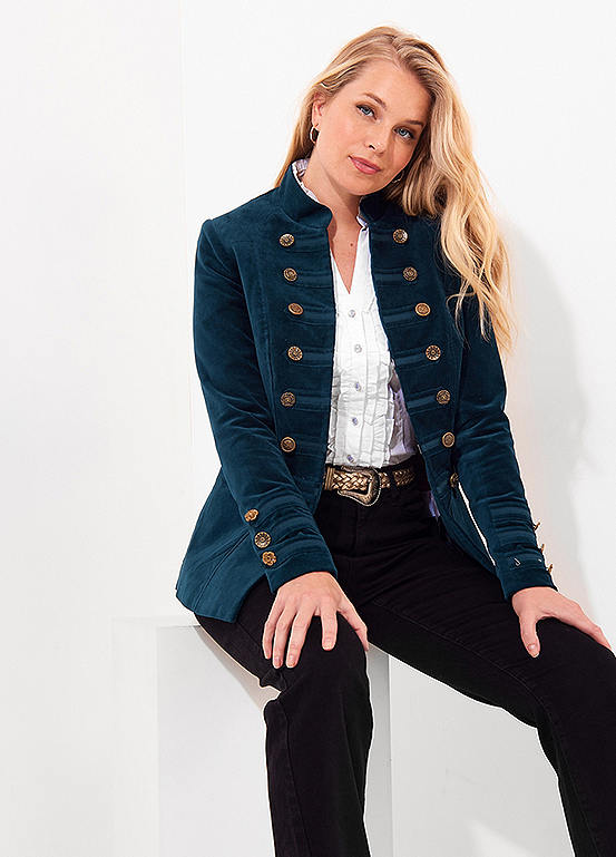 Joe Browns Button Detail Velvet Military Jacket | Freemans
