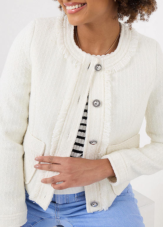 Joe Browns Collarless Frayed Edge Tweed Jacket | Freemans