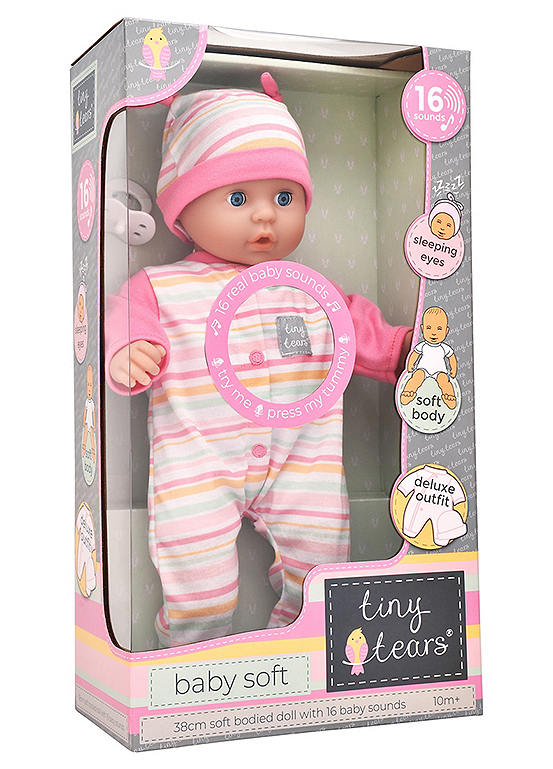 John Adams Tiny Tears 15 inch Baby Soft Tiny Tears with 16 sounds ...