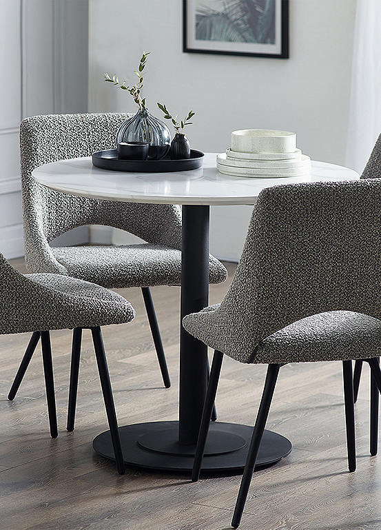 Julian Bowen Luca Round Dining Table & 4 Iris Boucle Chairs | Freemans
