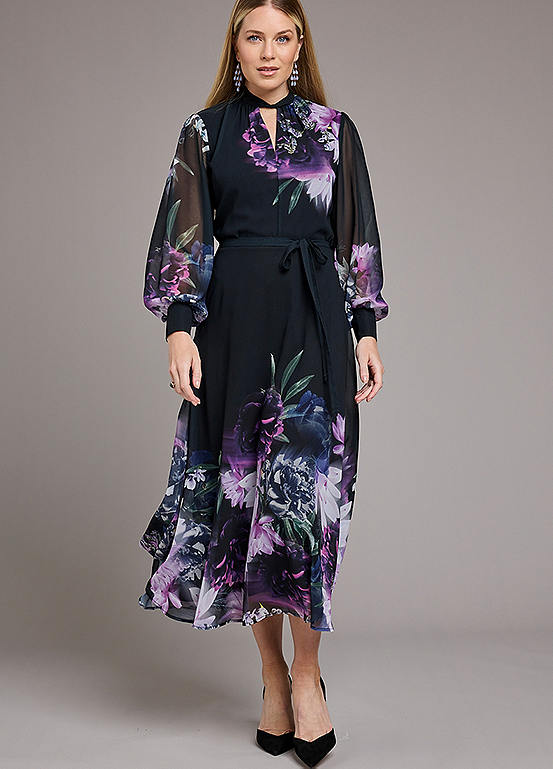 Kaleidoscope Floral Border Print Midi Dress | Freemans