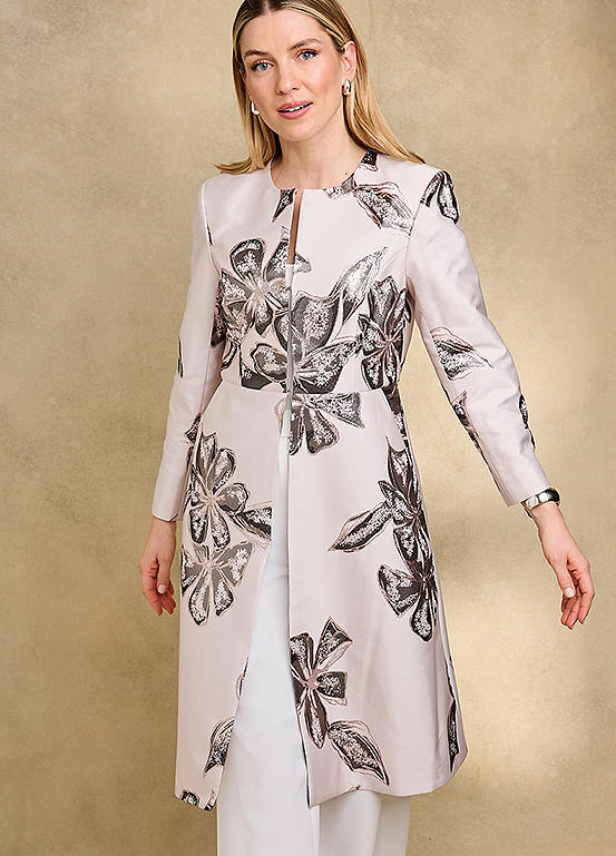 Kaleidoscope Jacquard Floral Long Line Dress Jacket | Freemans
