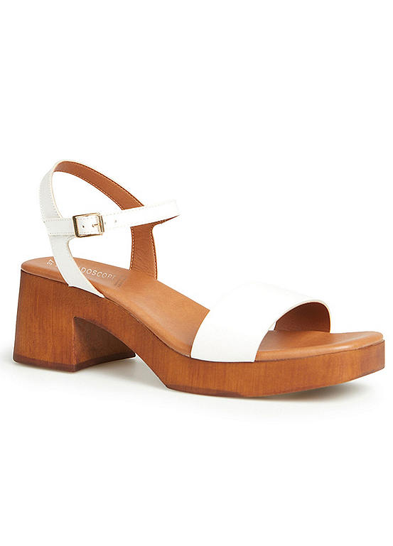 Kaleidoscope White Leather Clog Sandals | Freemans
