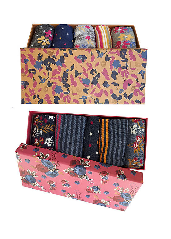 Ladies Gift Box Socks - Two Boxes Each Contain 5 Pairs | Freemans