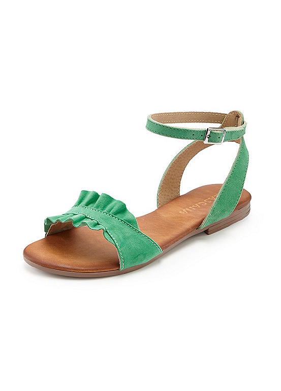 LASCANA Frilly Leather Sandals | Freemans