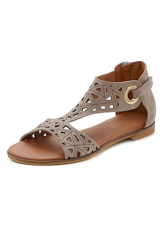 LASCANA Leather Sandals with Sophisticated Cut Outs | Freemans