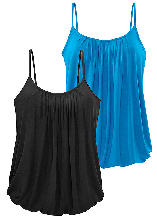 LASCANA Pack of 2 Pleated Spaghetti Tops | Freemans