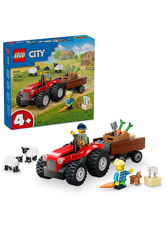 LEGO City Red Farm Tractor with Trailer & Sheep | Freemans